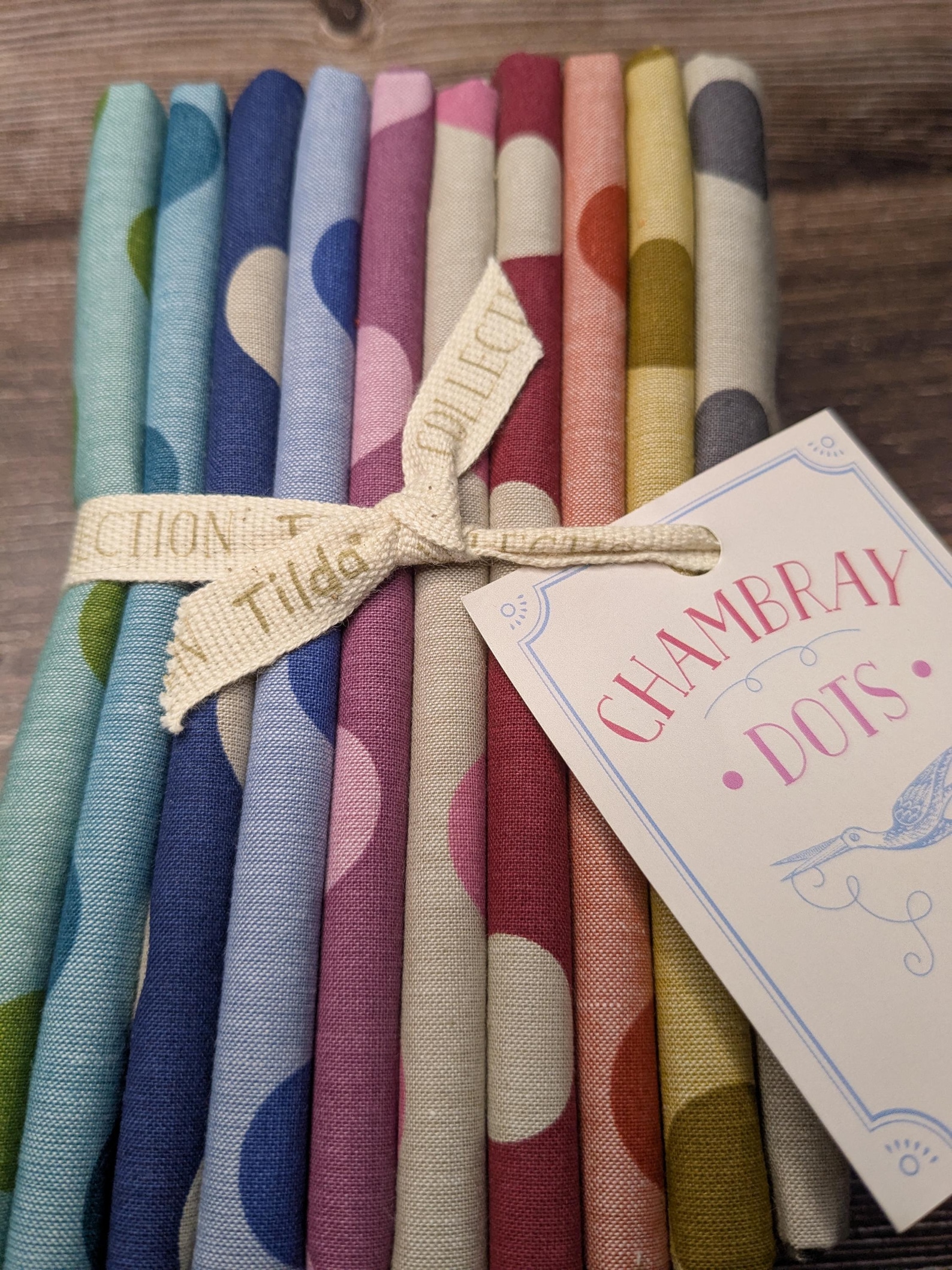 Tilda Fabric Medium Dots and Chambray Polka Dot Fat Quarter Fabric ...