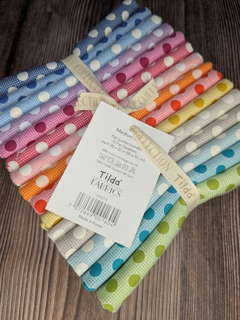 Tilda Fabrics Fat Quarter Bundle: Dots for Quilting, Sewing, Doll ...