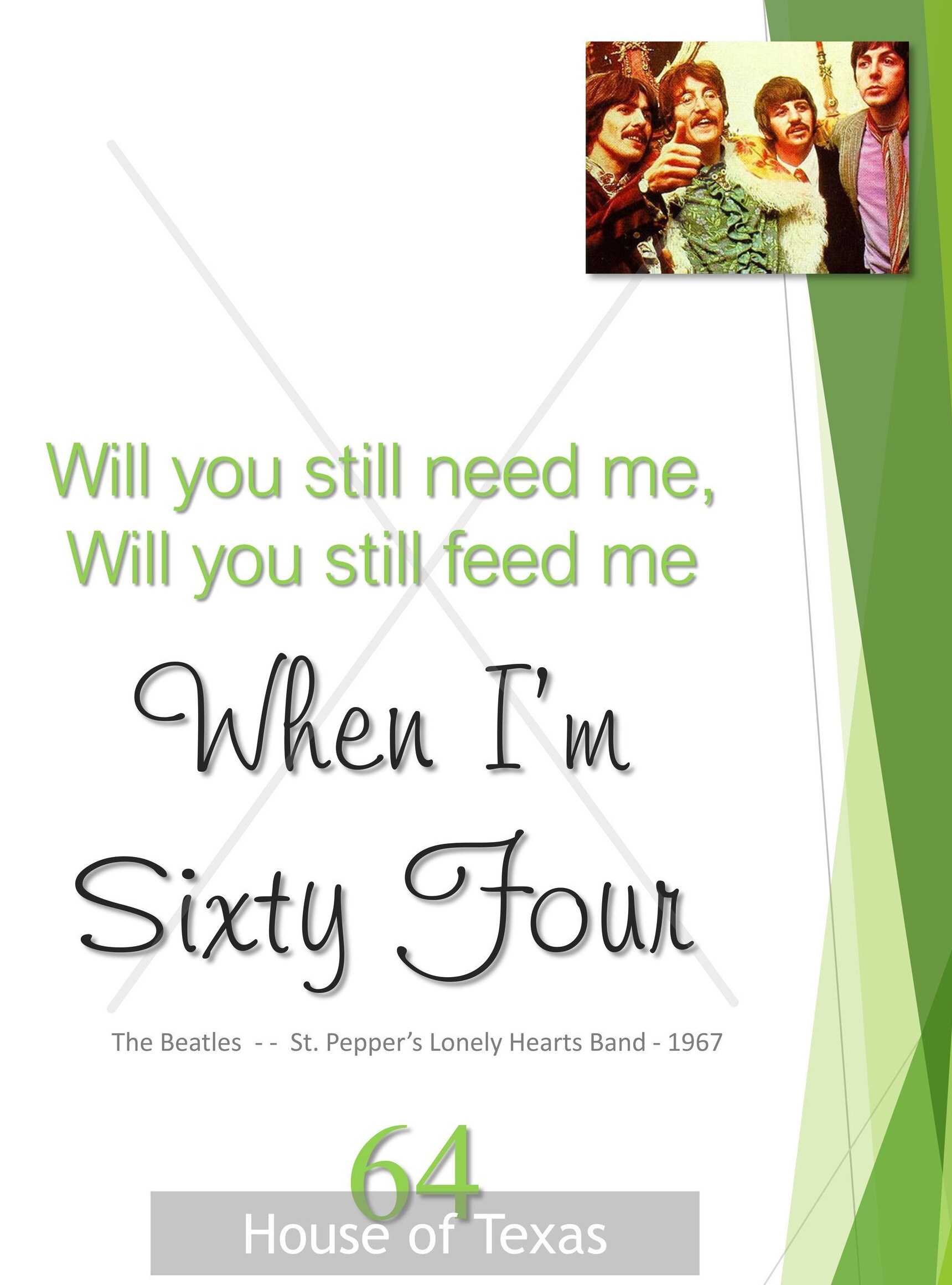 When I'm Sixty Four Print the Beatles Beatles Quote From Sgt Pepper ...