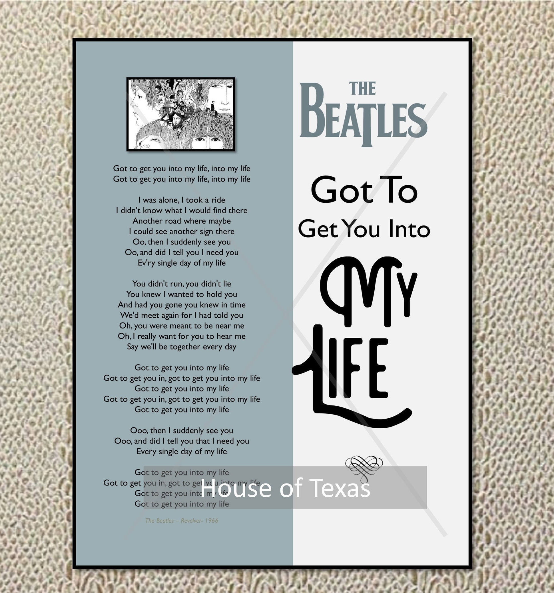 Got to Get You Into My Life Print - the Beatles - Beatles Lyrics - From ...
