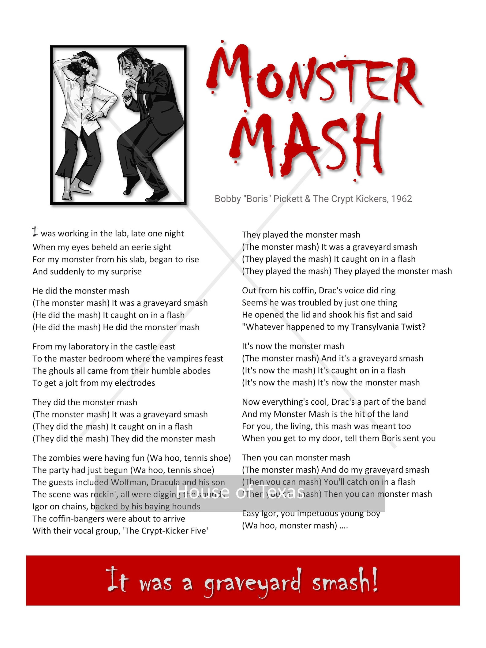 Monster Mash Song Lyrics, Halloween Favorite, Graveyard Smash, Home ...