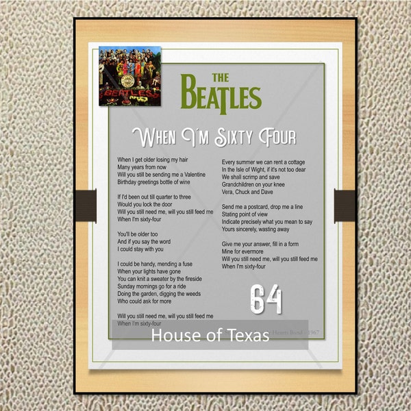When I'm Sixty Four - Etsy