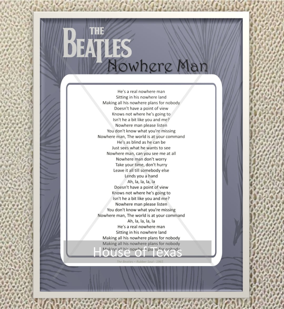Nowhere Man Print - the Beatles - Beatles Lyrics - From the Rubber Soul ...
