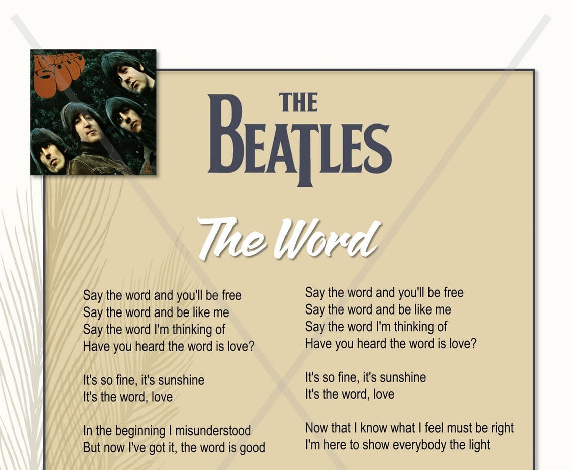 The Word Print - the Beatles - Beatles Lyrics - From the Rubber Soul ...