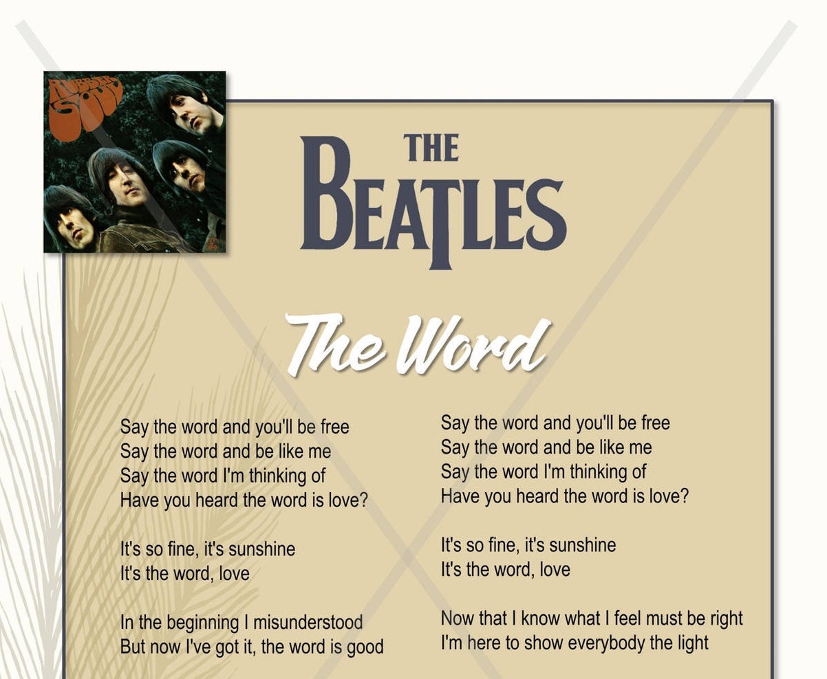 The Word Print - the Beatles - Beatles Lyrics - From the Rubber Soul ...