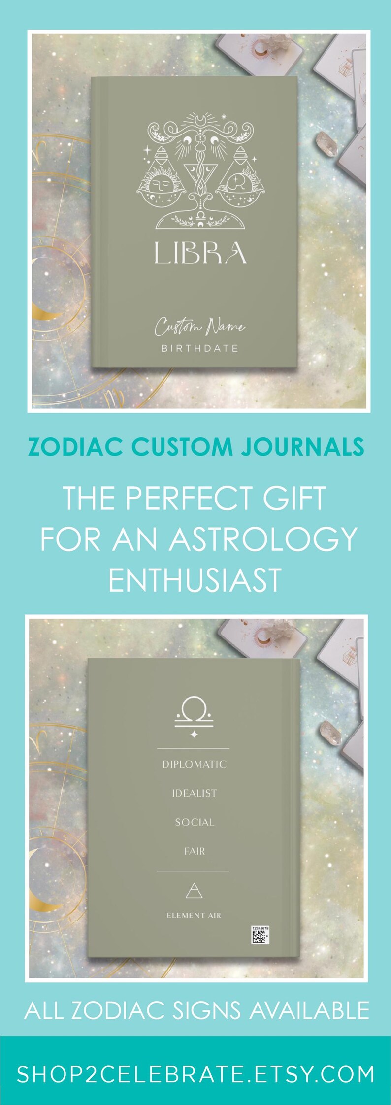 Libra Zodiac Sign Custom Journal Birthday Gift for Friend Birth Month ...