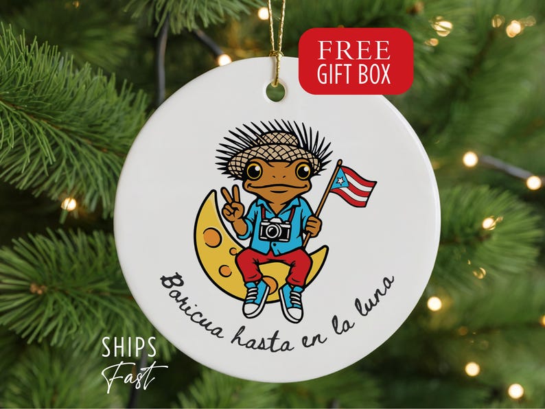 Puerto Rico Gift Christmas Ornament Boricua Hasta En La Luna Family ...
