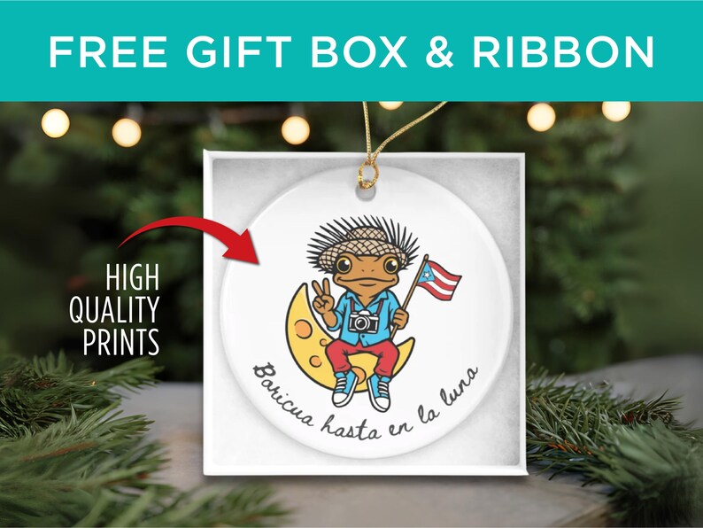 Puerto Rico Gift Christmas Ornament Boricua Hasta En La Luna Family ...