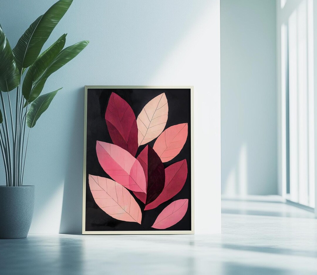 Abstract Magnolia Wall Art Print – Bold Pink and Red Floral Print ...
