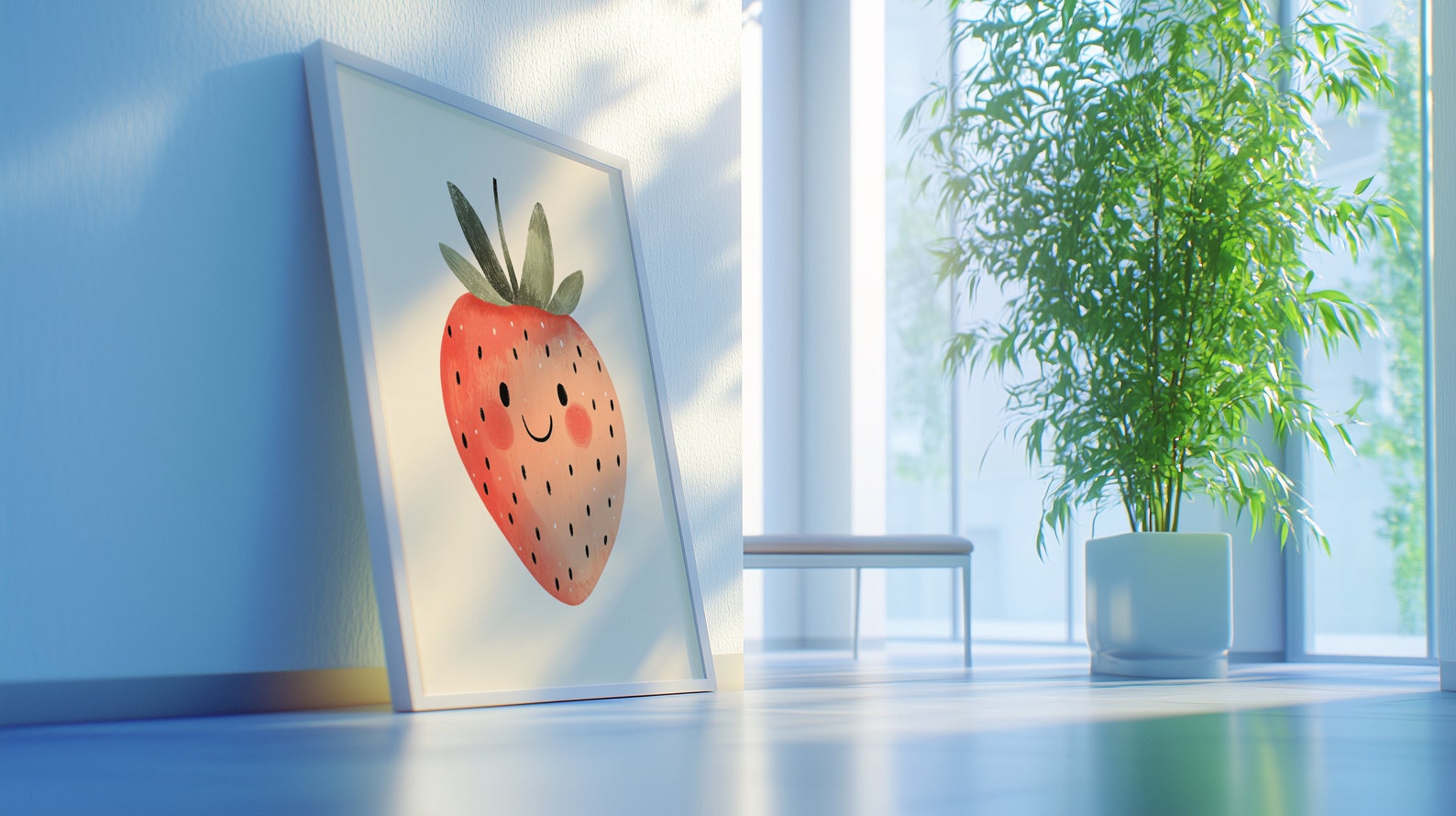 Strawberry Wall Art Print Cute Pastel Decor for Nursery and Kid's Room ...