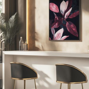 Minimalist Magnolia Leaf Art Print Elegant Botanical Wall Art, Dark ...