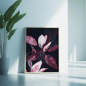 Minimalist Magnolia Leaf Art Print Elegant Botanical Wall Art, Dark ...