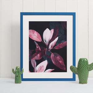 Minimalist Magnolia Leaf Art Print Elegant Botanical Wall Art, Dark ...