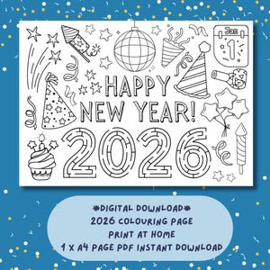 New Years Colouring Placemat - New Year’s Eve Kids Activities - 2026 ...