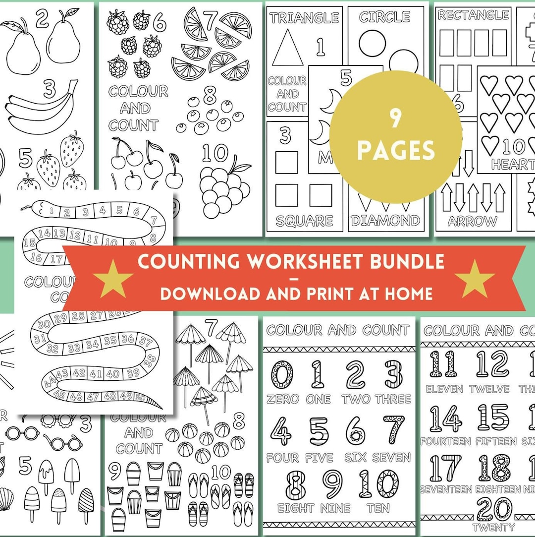 Counting Bundle Colouring Pages - Printable Learning Pack - Children’s ...