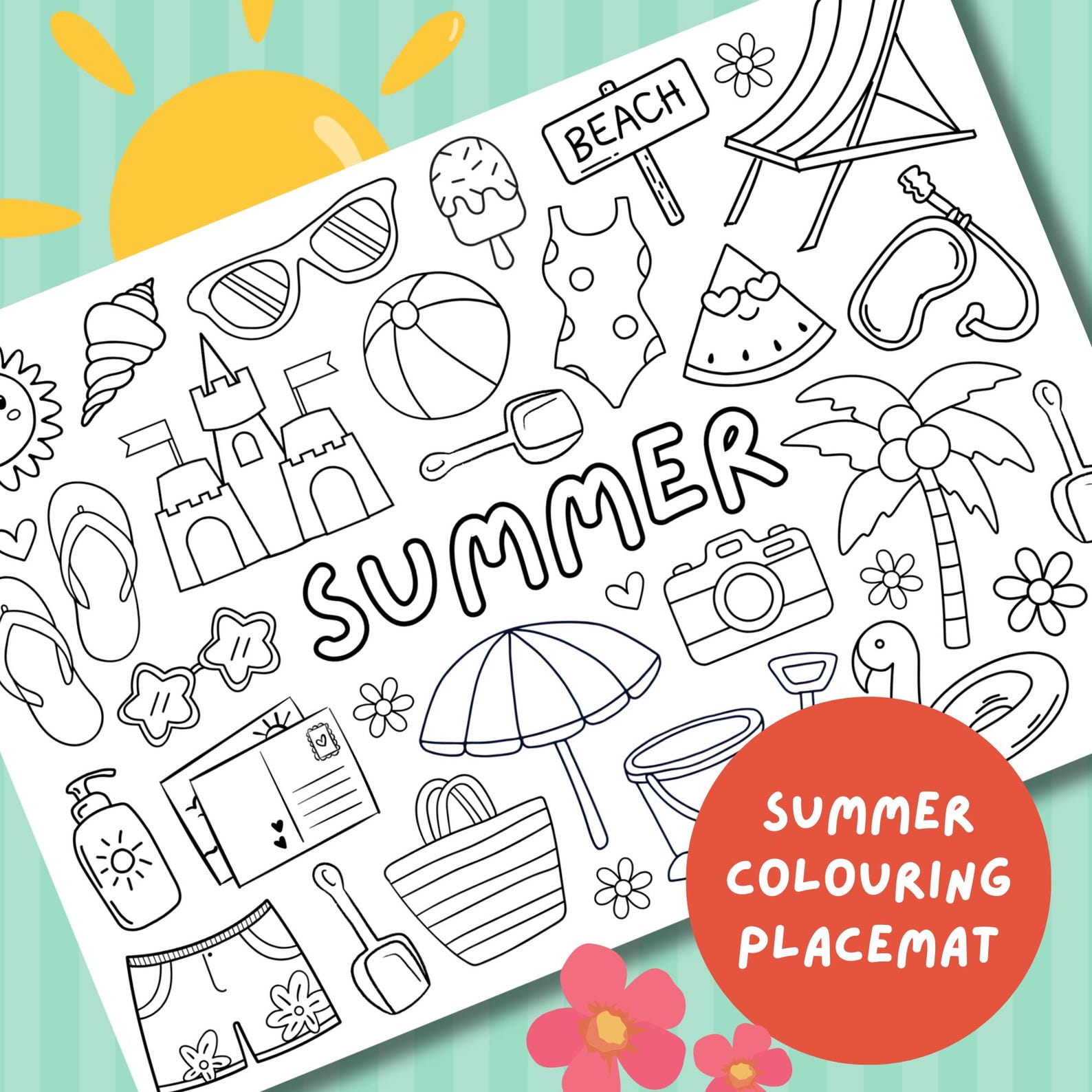 Summer Colouring Placemat - Summer Season Colouring Activity Page for ...