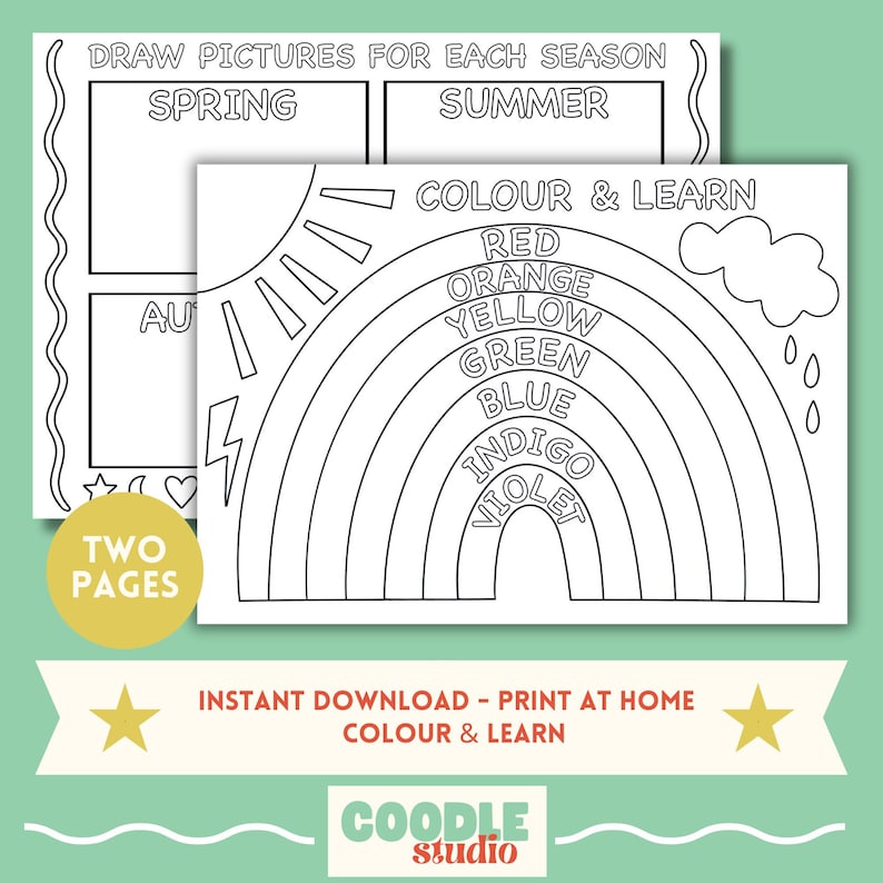 Hoja para colorear arcoíris: Aprende los colores y las estaciones ...