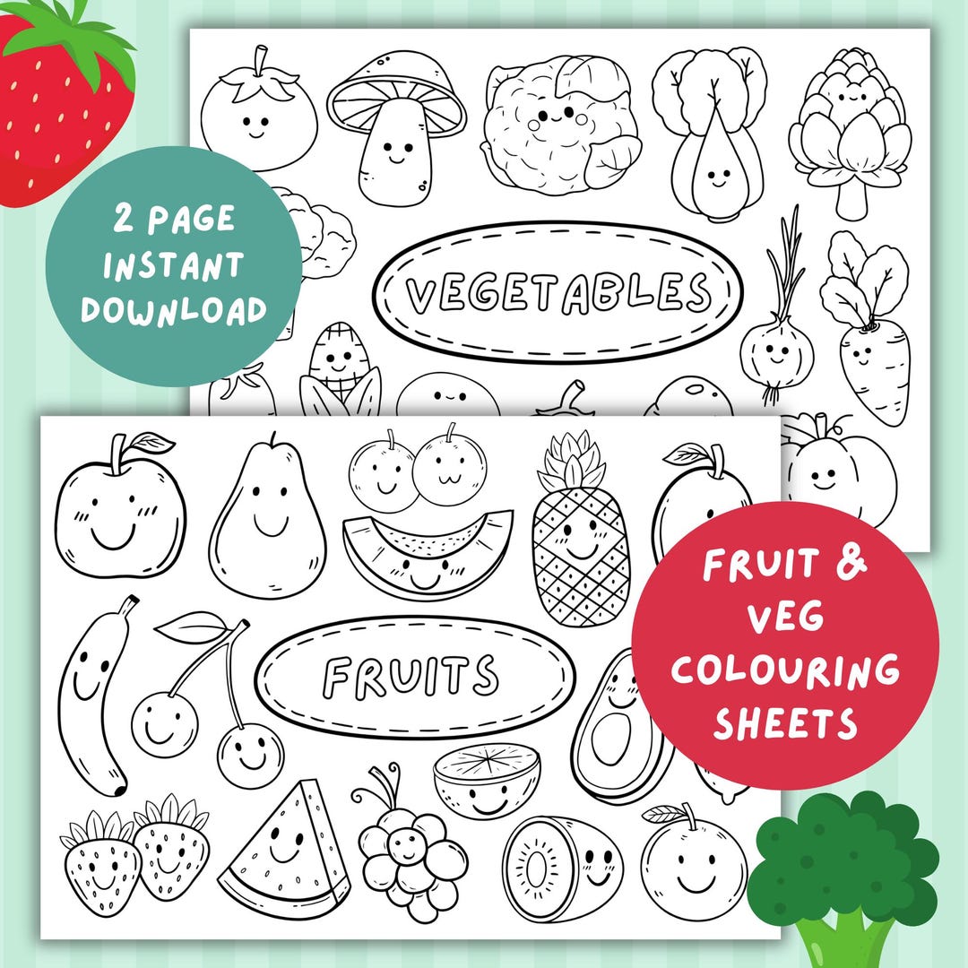 Fruits and Vegetables Learning by Colouring - Healthy Eating Education ...