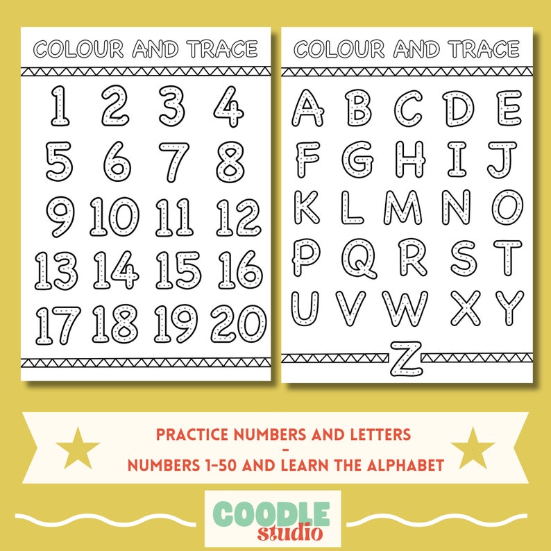 Alphabet & Number Tracing Worksheet: Early Learning Printable (digital ...