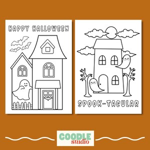 Halloween Haunted House Colouring Pages: Spooky Kids Activity (digital ...