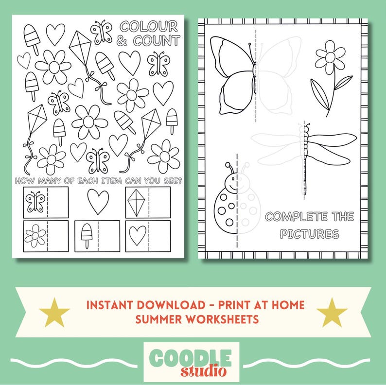 Summer Activity Workbook: Kids Colouring Pages (digital Download) - Etsy