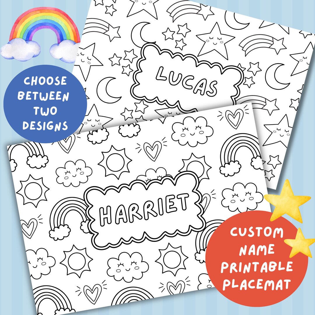 Personalised Name Colouring Placemats for Kids - Custom Birthday Gift ...
