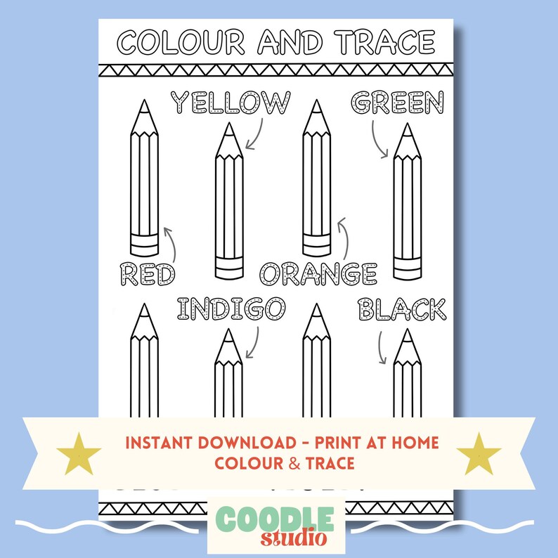 Learning Colours Colouring Sheet Tracing Letters Practice Colouring and ...