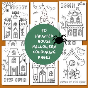 Halloween Haunted House Colouring Pages: Spooky Kids Activity (digital ...