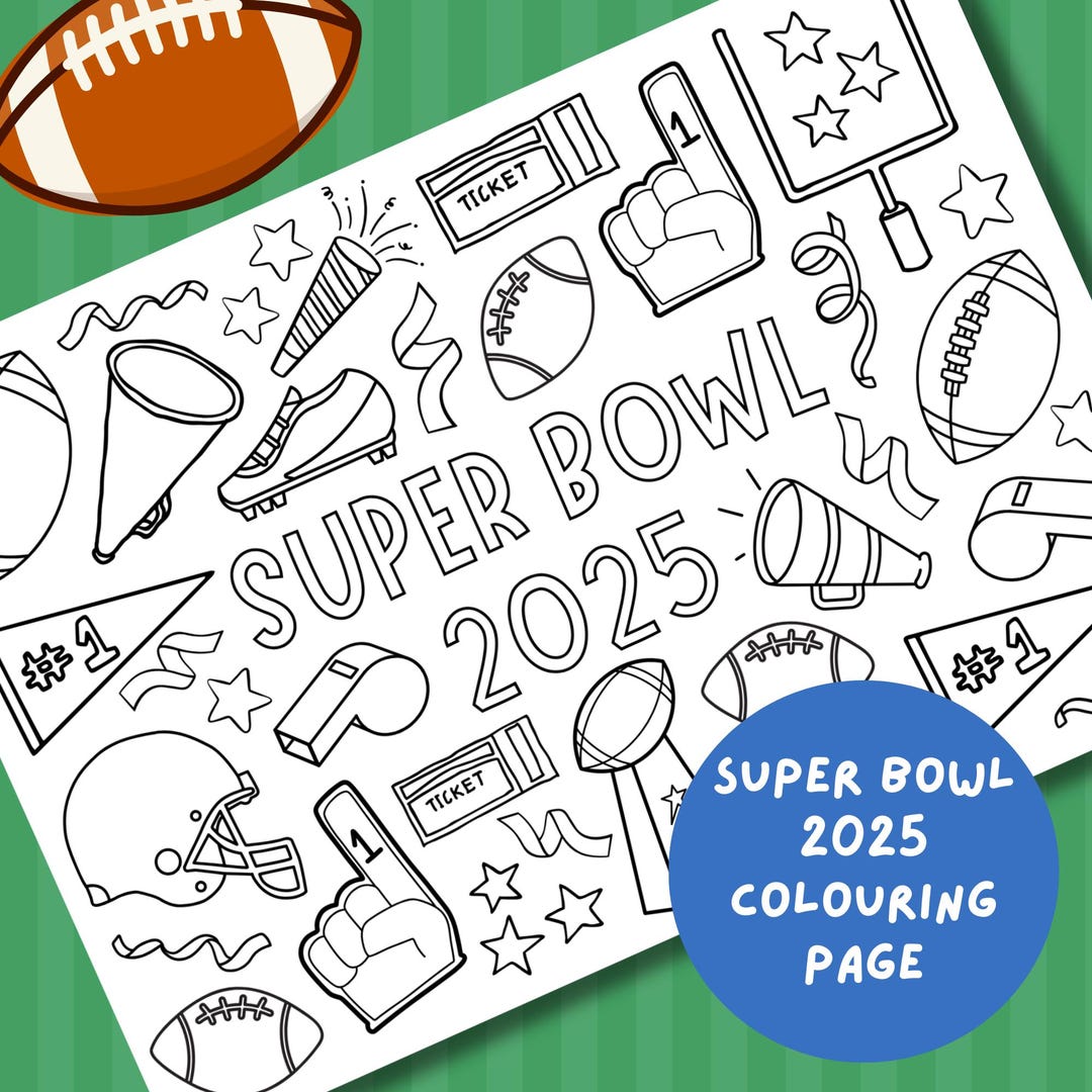 Buy Super Bowl 2025 Printable Coloring Page for Kids Super Bowl Watch ...