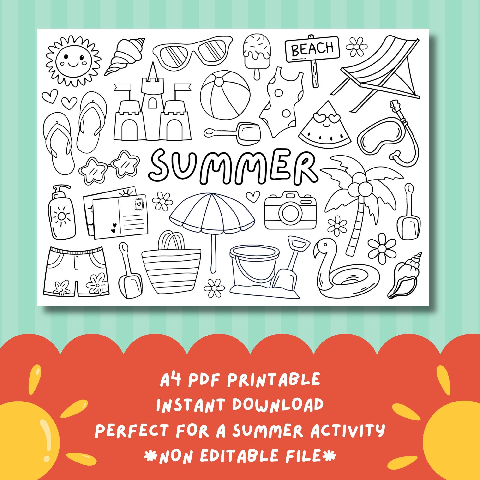 Summer Colouring Placemat - Summer Season Colouring Activity Page for ...