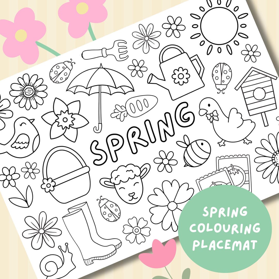 Spring Colouring Placemat - Spring Season Colouring Activity Page for ...