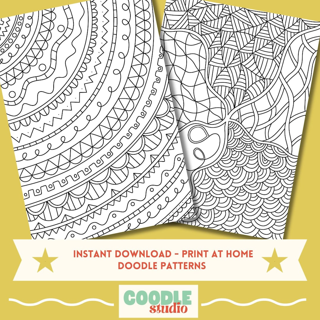 Geometric Doodling Colouring Pages: Therapeutic Pattern Art (instant ...