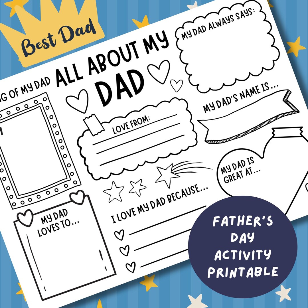 All About My Dad Questions for Kids - Printable Father’s Day Gift ...
