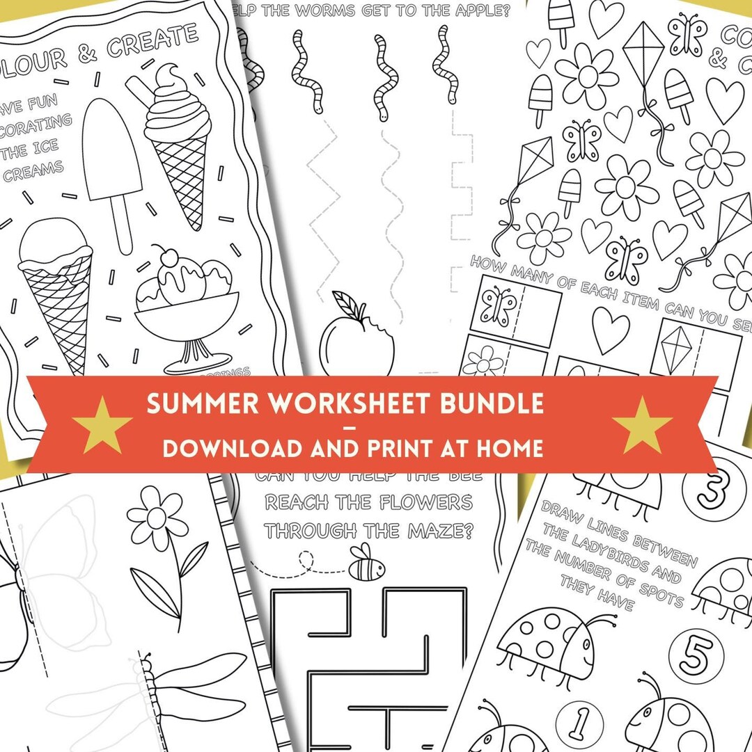 Summer Activity Workbook: Kids Colouring Pages (digital Download) - Etsy
