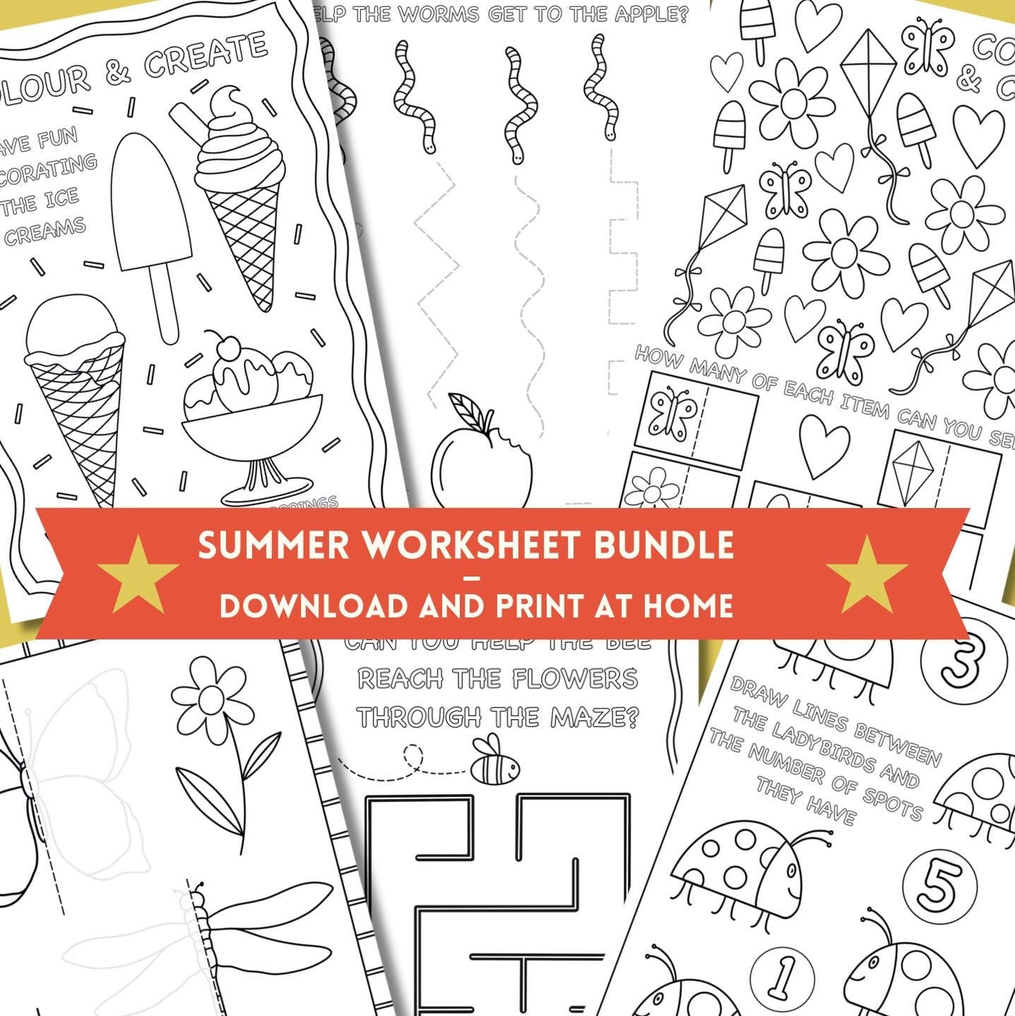 Summer Activity Workbook: Kids Colouring Pages (digital Download) - Etsy