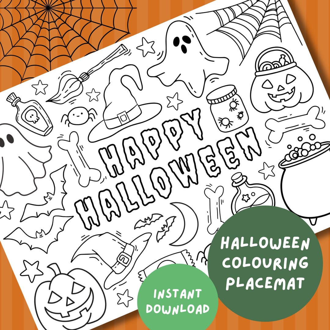 Spooky Halloween Colouring Placemat:halloween Kids Activity Sheet (PDF ...