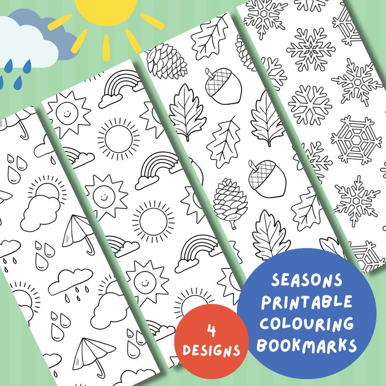 Seasons Colouring Bookmarks for Kids: Printable Activity (PDF) - Etsy