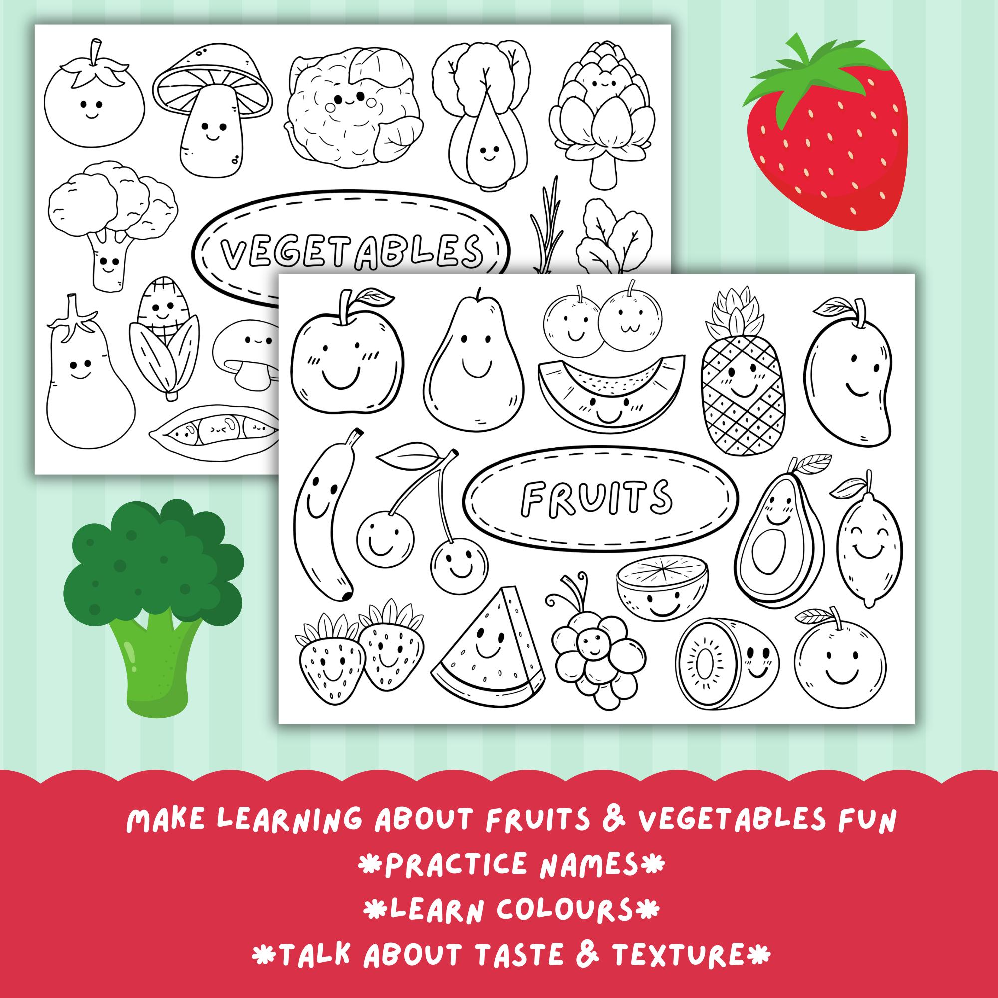 Fruits & Vegetables Coloring Pages: Healthy Eating Education (PDF ...