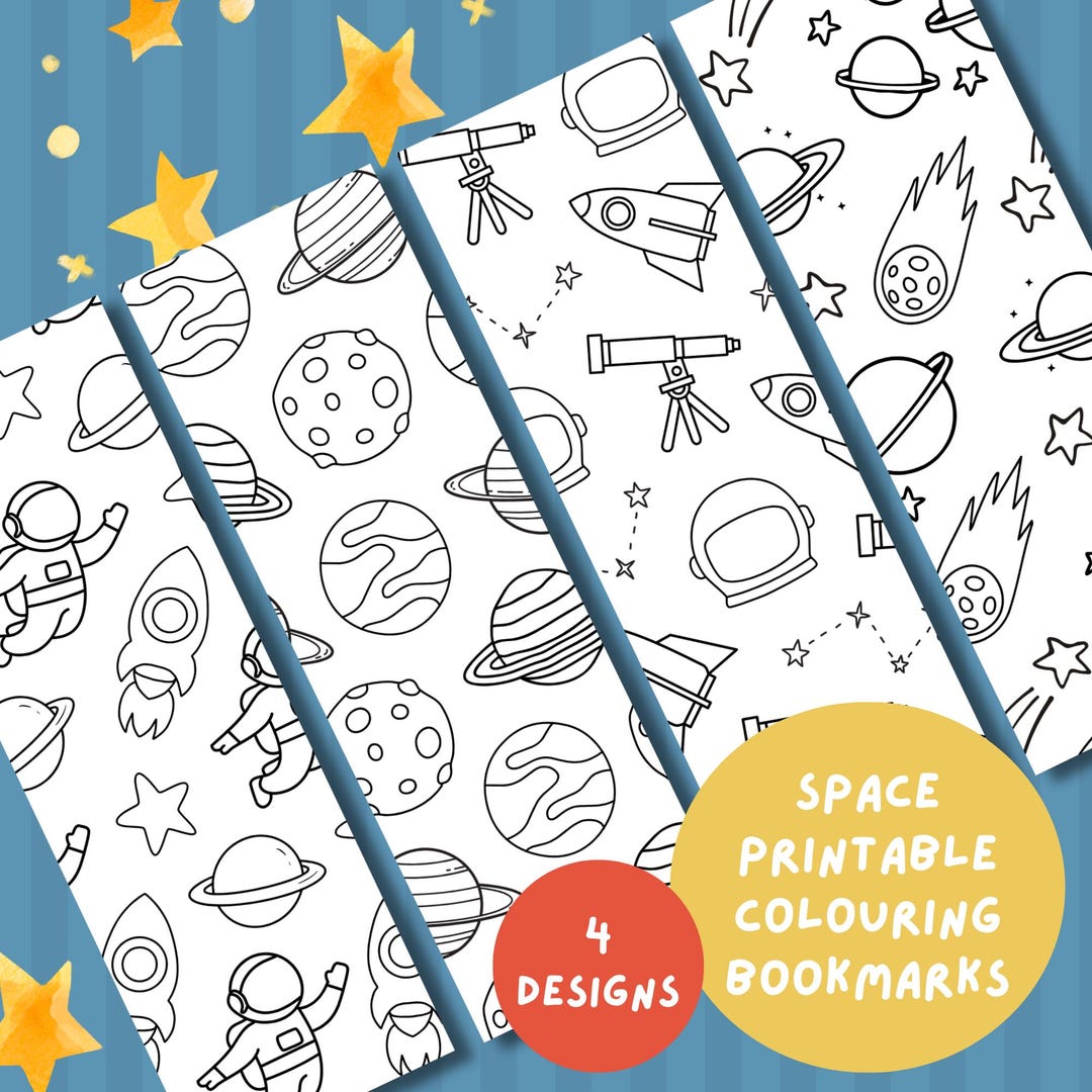 Printable Colouring Bookmarks for Kids - Space Theme Colour in Bookmark ...
