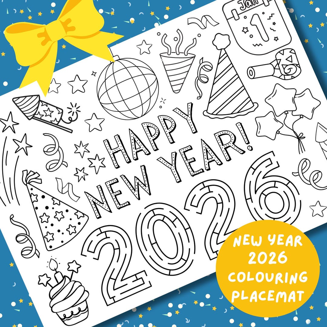 New Years Colouring Placemat - New Year’s Eve Kids Activities - 2026 ...
