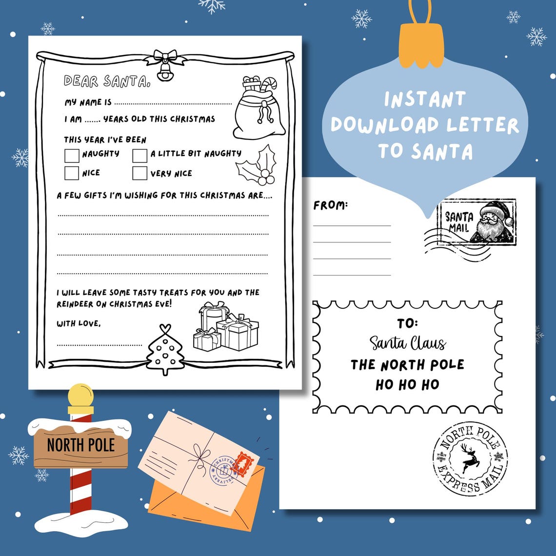 Printable Letter to Santa - Colour Yourself Santa Letter - Reusable ...