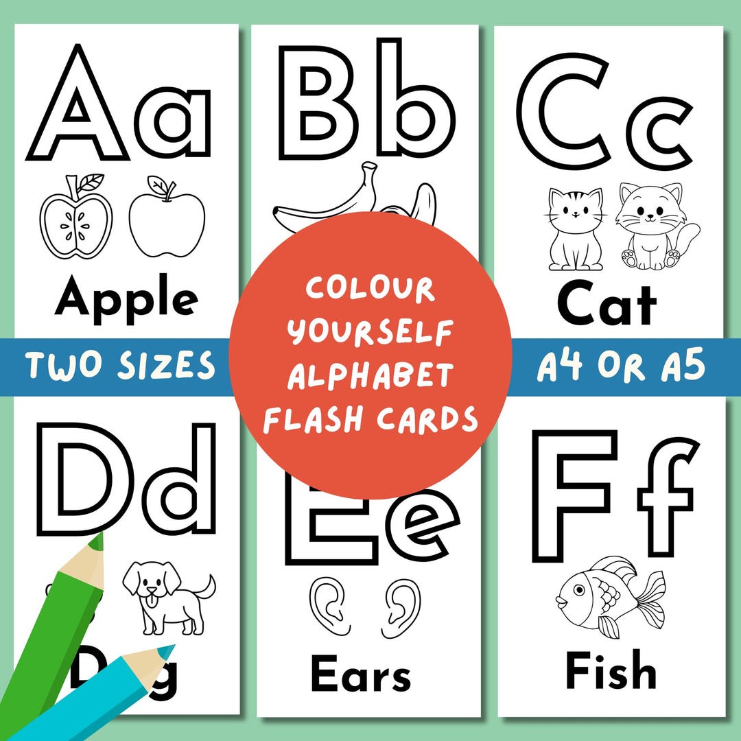 Alphabet Colouring Flashcards: Montessori ABC Learning (digital ...