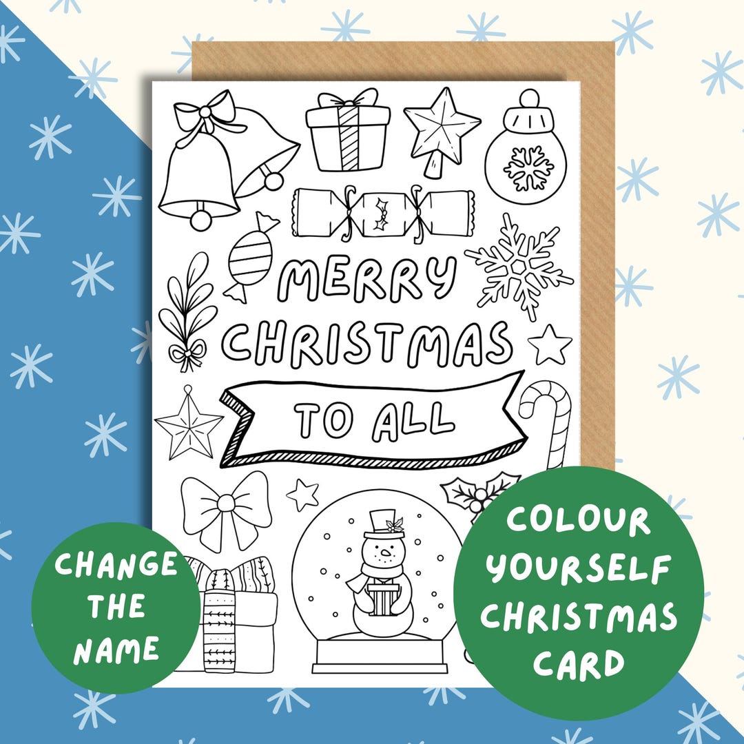 Personalised Christmas Colouring Card: DIY Holiday Card (digital ...