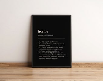 Valor Definition Print, Black and White | Christian Wall Art by Hannah ...