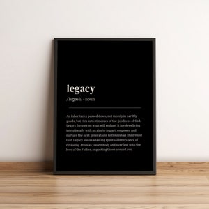 Legacy Definition Print, Inheritance, Black and White | Christian Wall ...
