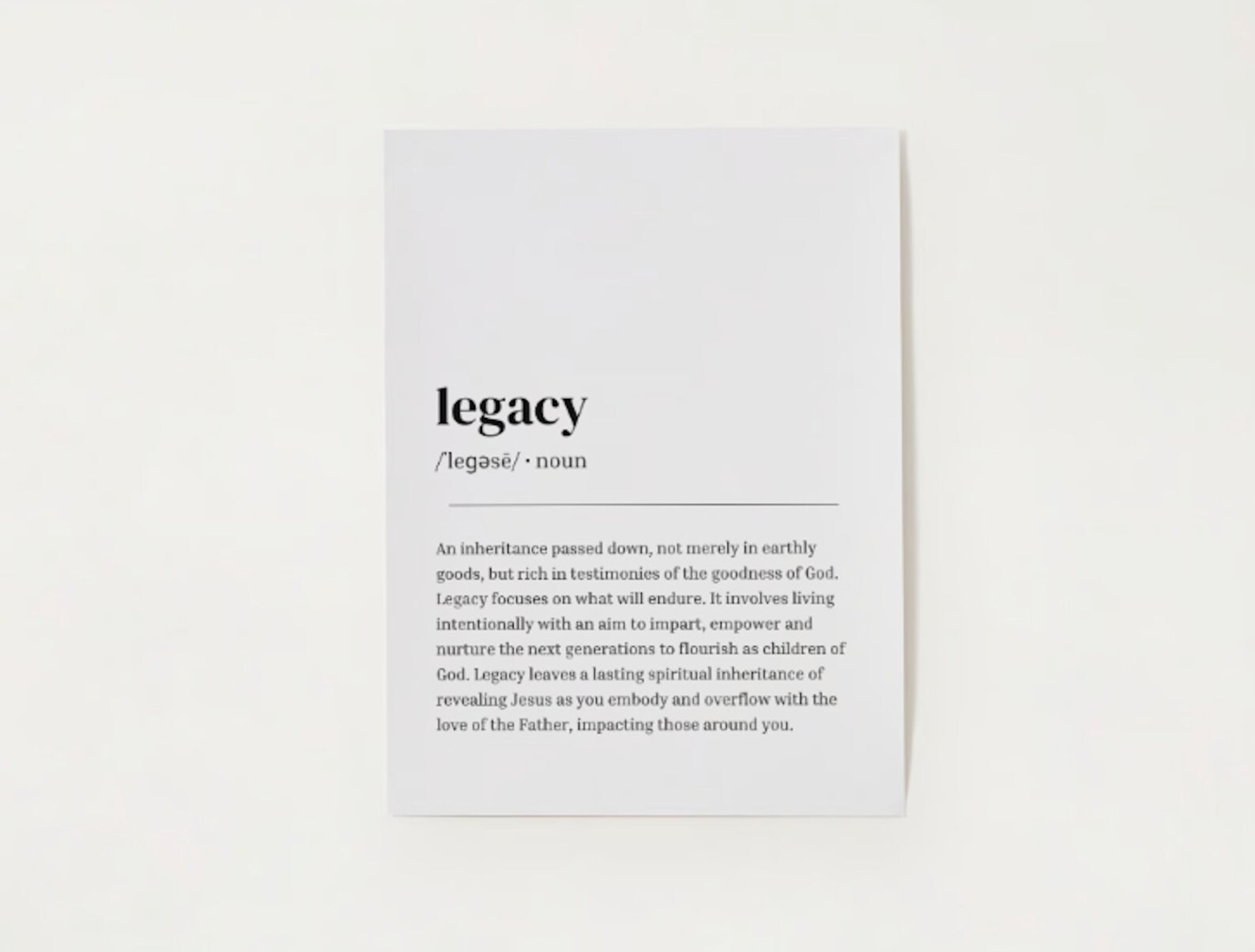 Legacy Definition Print, Inheritance, Black and White | Christian Wall ...