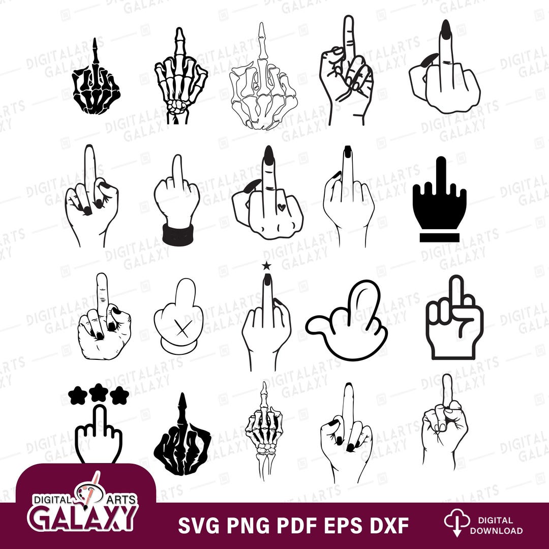 Middle Finger SVG PNG Bundle Funny Skeleton Hand Cricut Files Dark ...