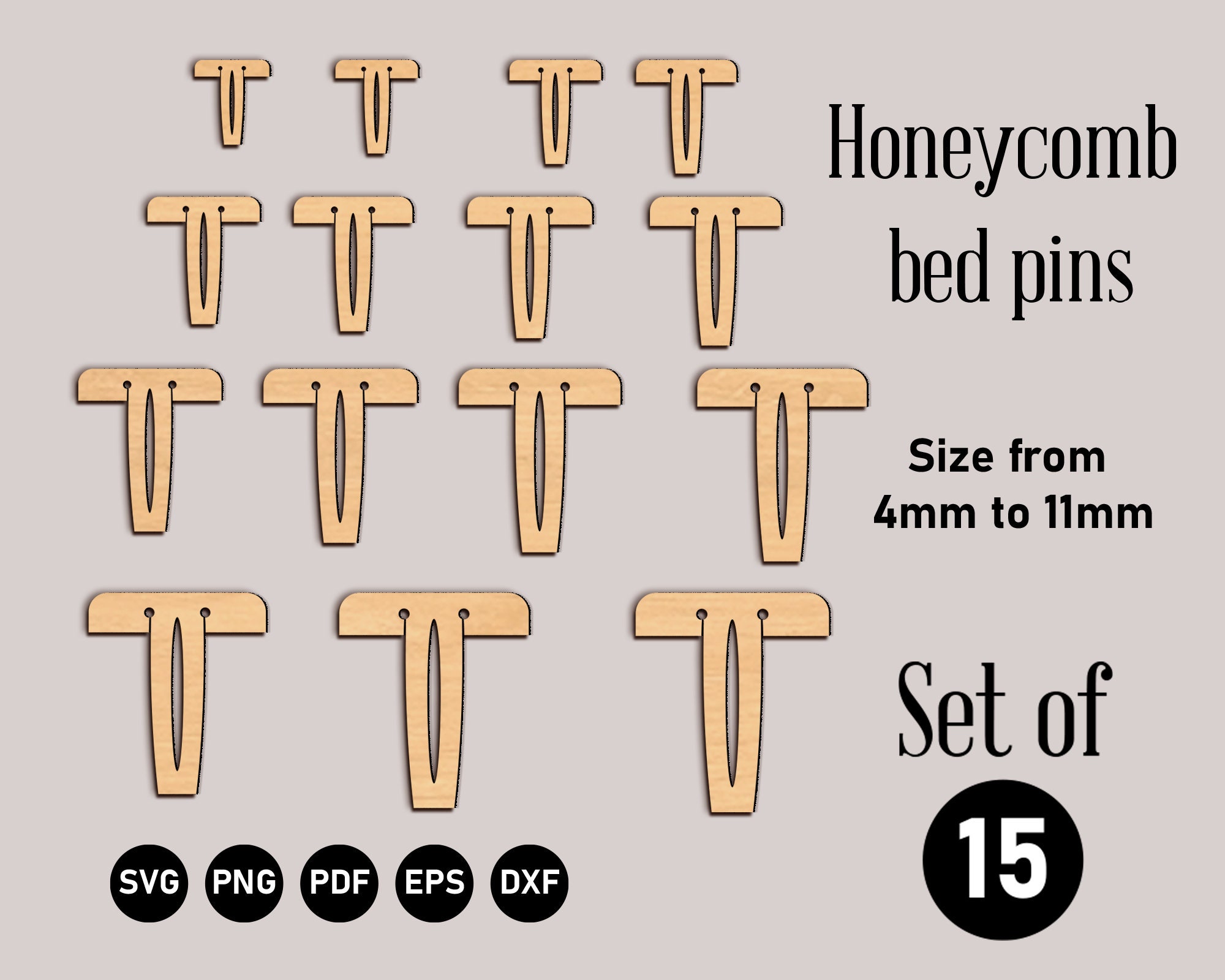 Honeycomb Bed Pin Size Test Tool, Crumb Tray Pins, Honeycomb Pins SVG ...