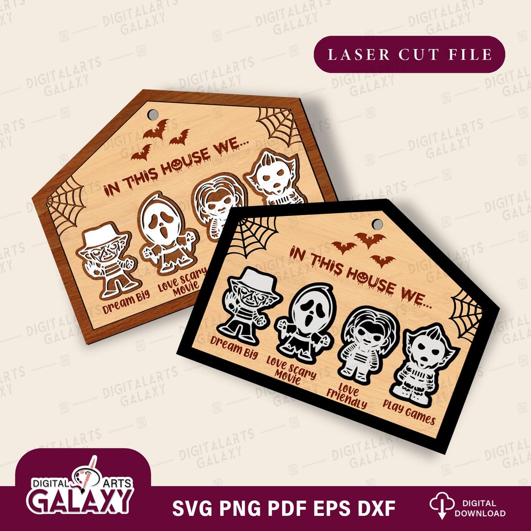 Halloween Horror House SVG Halloween Laser Cut File 3D Wooden Frame ...