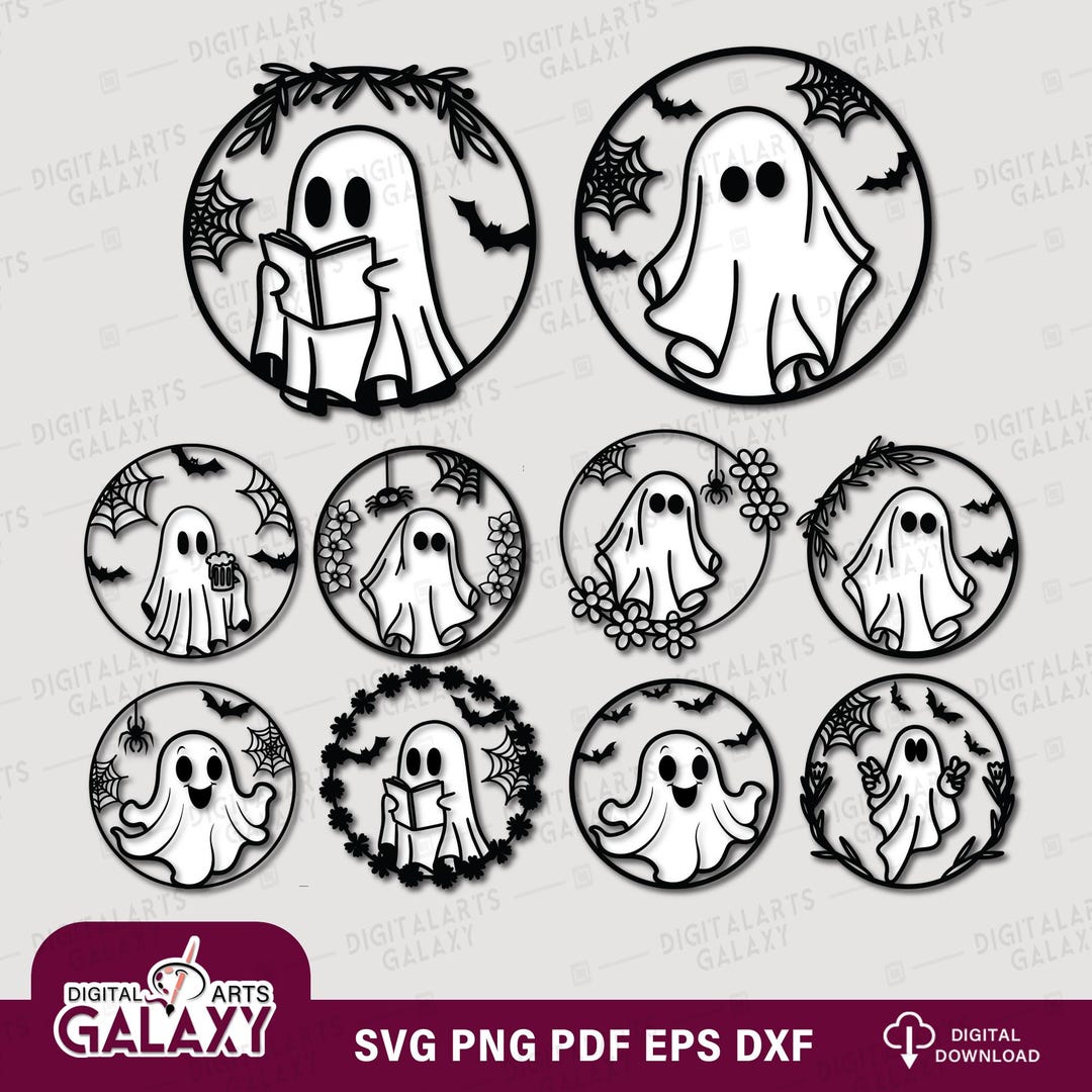Halloween Ghosts Door Hanger SVG Bundle as Halloween Decor Having ...